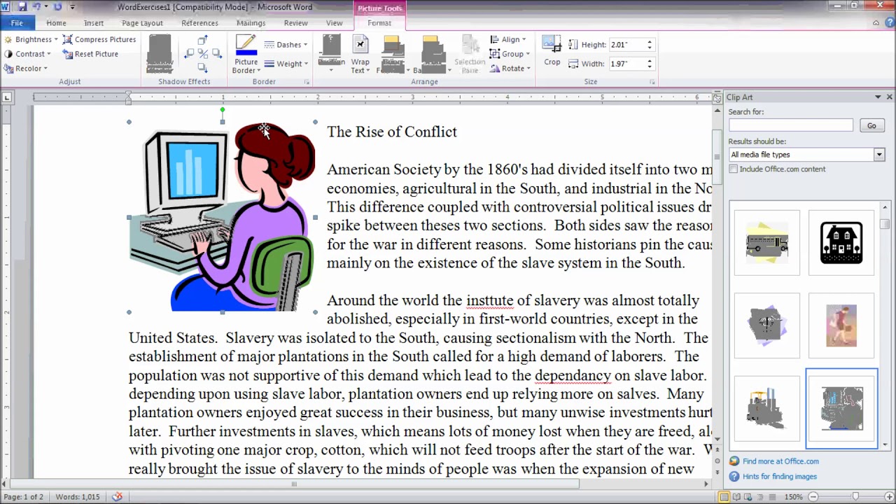 INSERTING CLIPART AND PICTURE