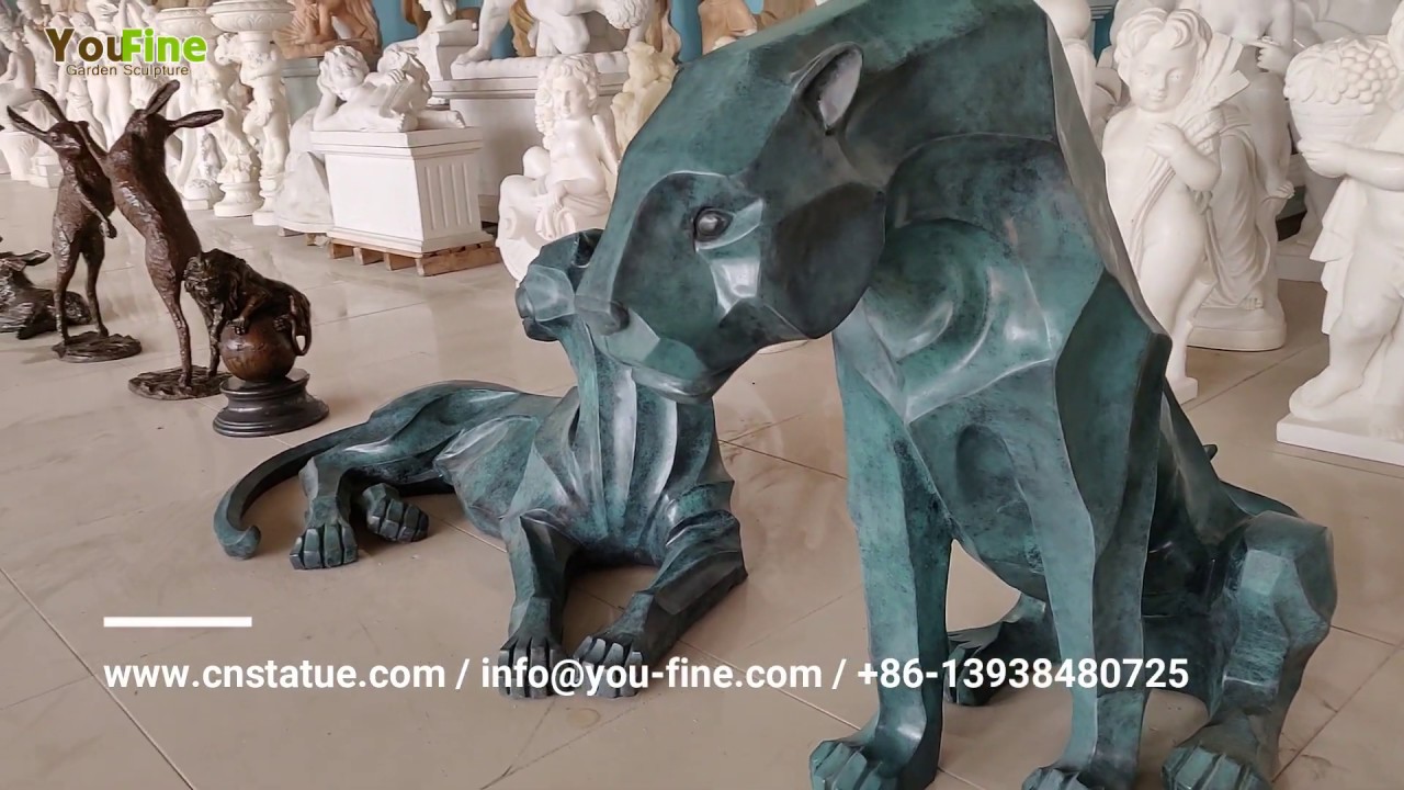 Exquisite Hand Made Casting Bronze Geometric Leopard Statue from You Fine Art Sculpture