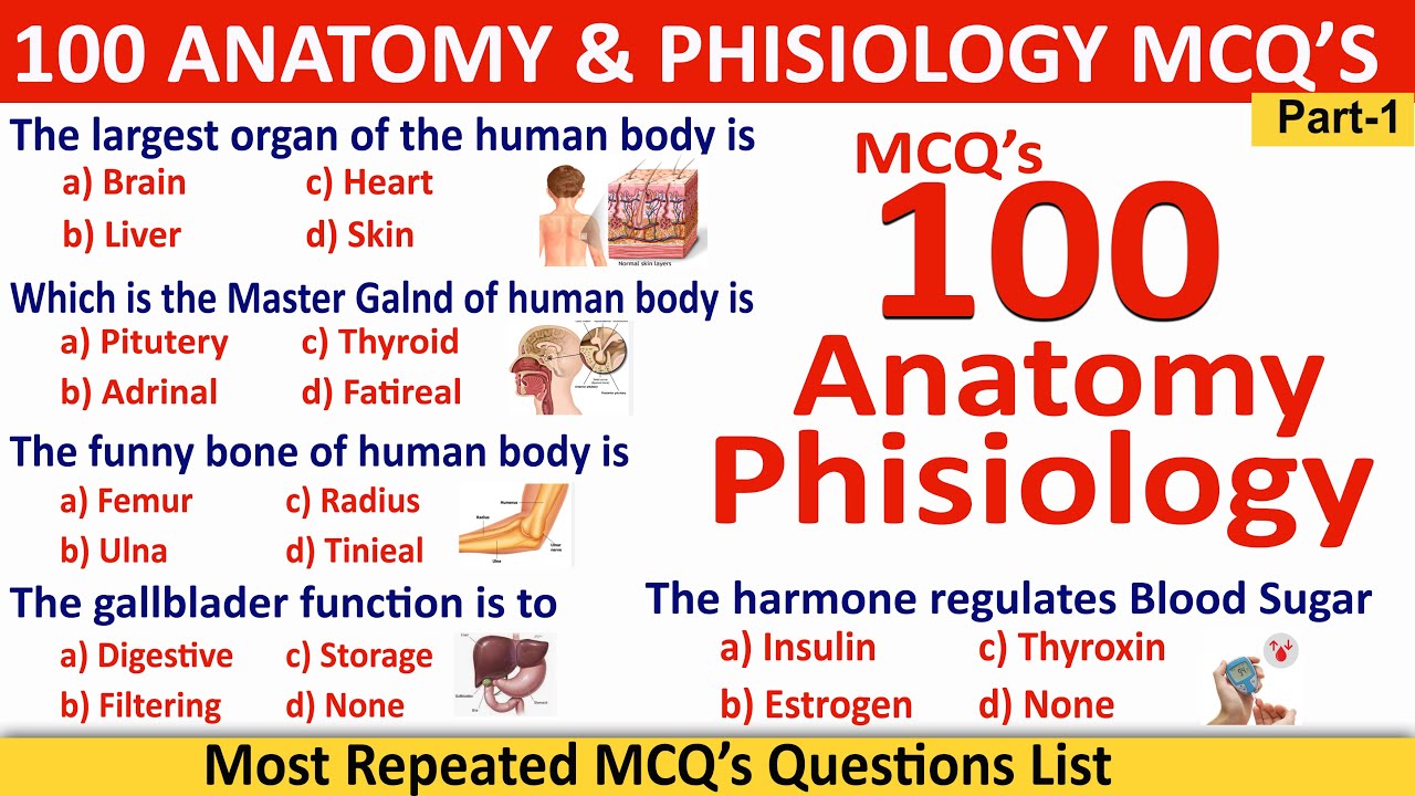100 Anatomy and Physiology question and answers | Anatomy and Physiology MCQ's |  #Anatomymcqs