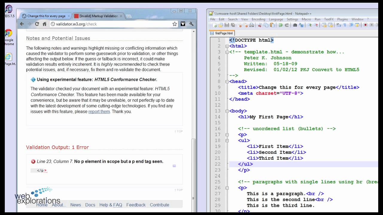 Validate HTML5 code using Google Chrome HTML Validator