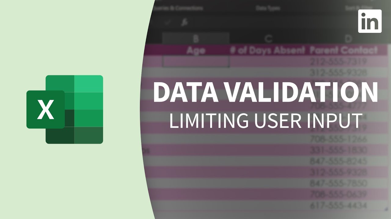Excel Tutorial - Control inputs with data validation