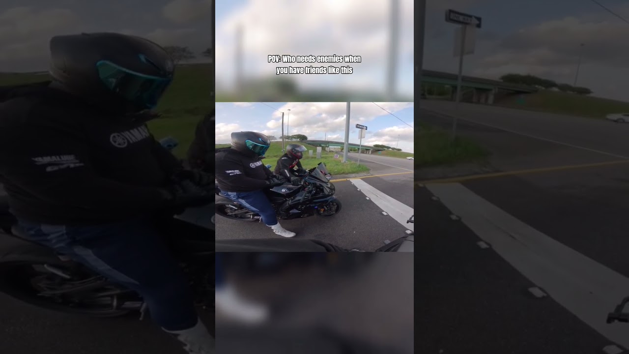 These bikers made their friend loop his bike 🫣 (Via: 16kslow on Insta) #short