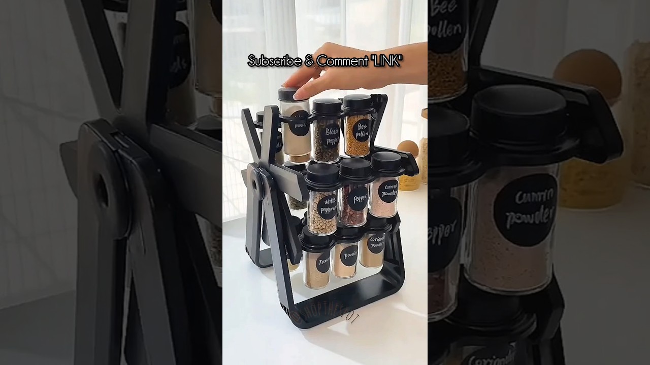 360° Rotating Spice Rack |18 Glass Jar Organizer for Your Kitchen!✨ |Spice Organizer #amazonfinds