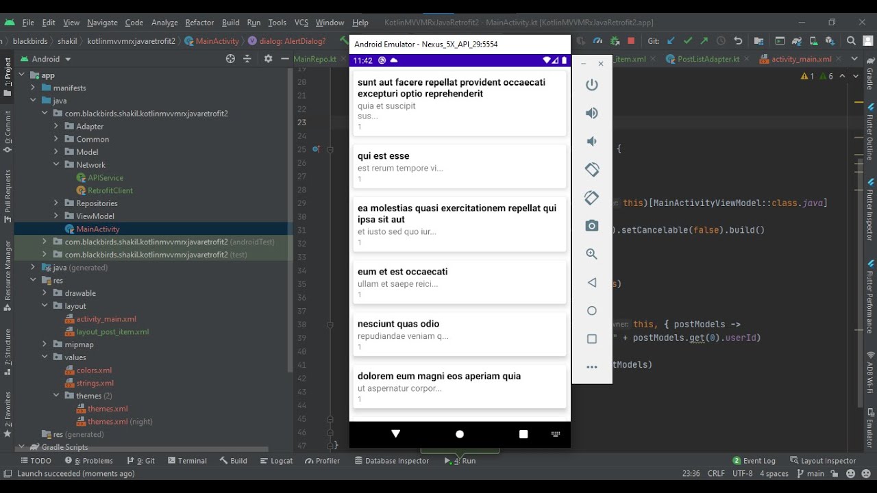 Android Development Tutorial : Kotlin MVVM RxJava Retrofit2 REST API