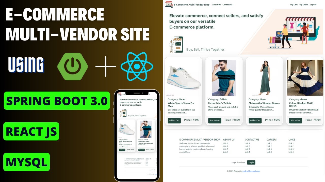 Multi-Vendor Ecommerce Project using Spring Boot, React JS, MySQL | Full Stack E-Commerce Project