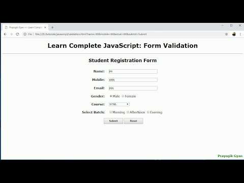 Learn JavaScript Form Validation in Hindi Part17 - Mind Luster