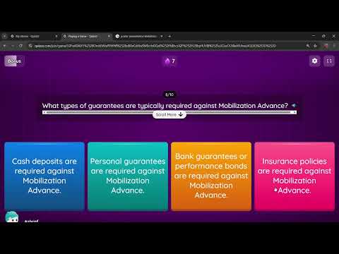 Solved MCQs on Mobilization Advance | Construction Contracts | PIPFA Online