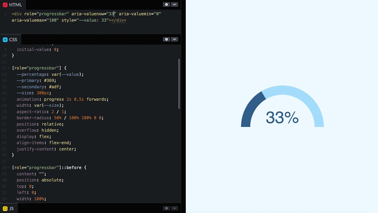 How to create a semi-circular progress bar with HTML and CSS