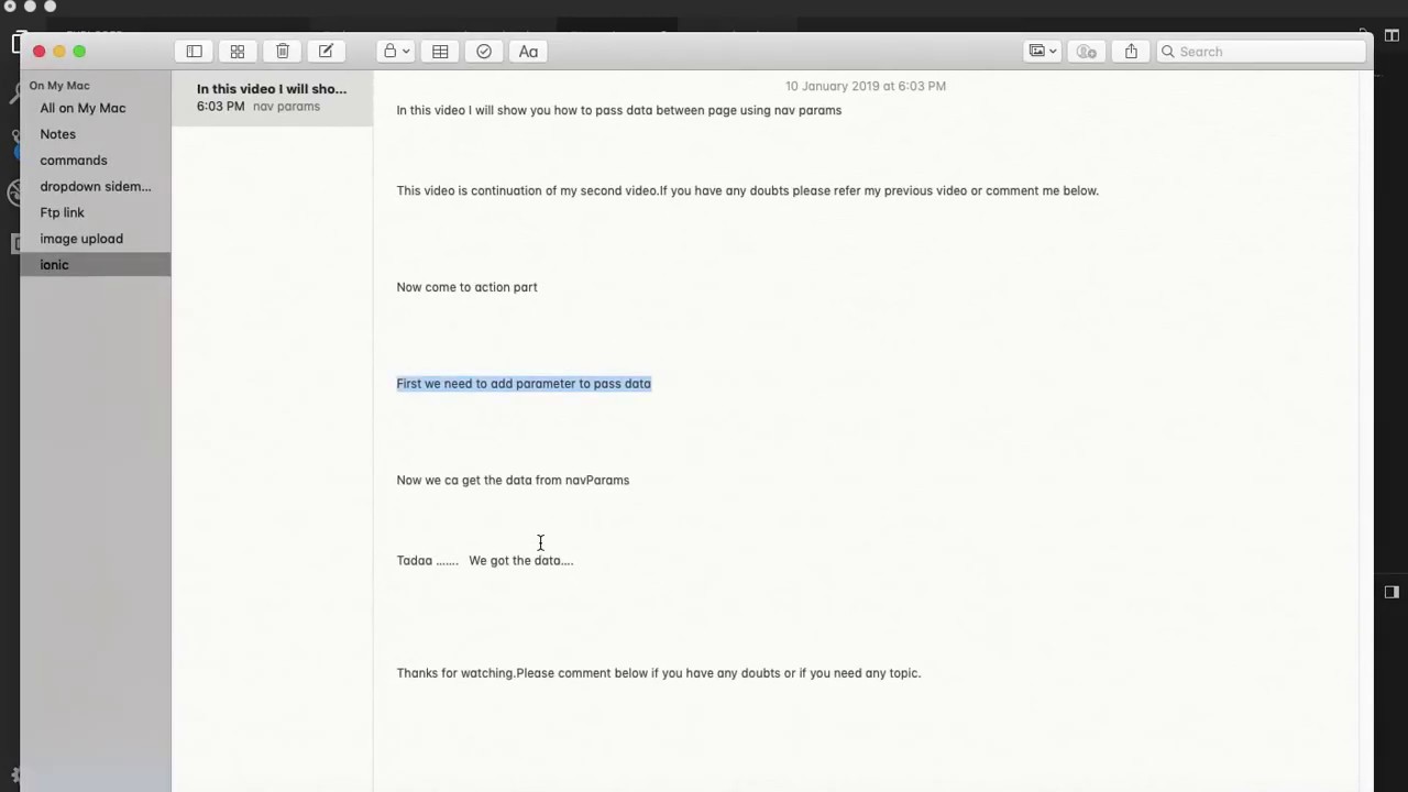 ionic 3 basics 3: Passing data between pages using nav params