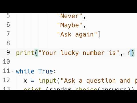Make a magic 8 ball game in python