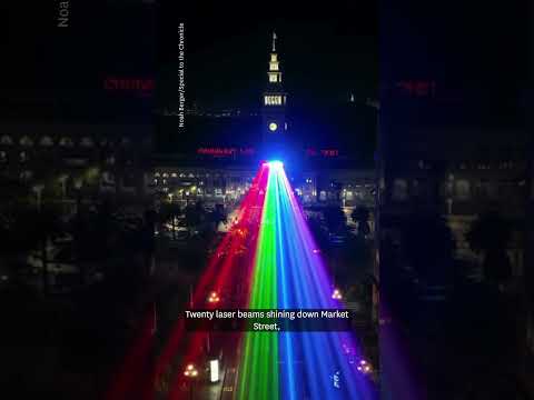 Worldโs largest rainbow flag illuminates San Francisco's Market Street