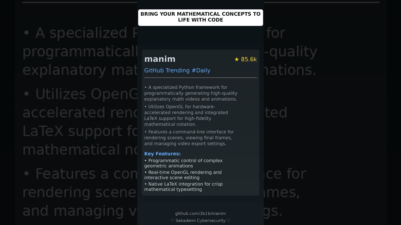 GitHub Trending Repositories: 3b1b/manim 🇬🇧
