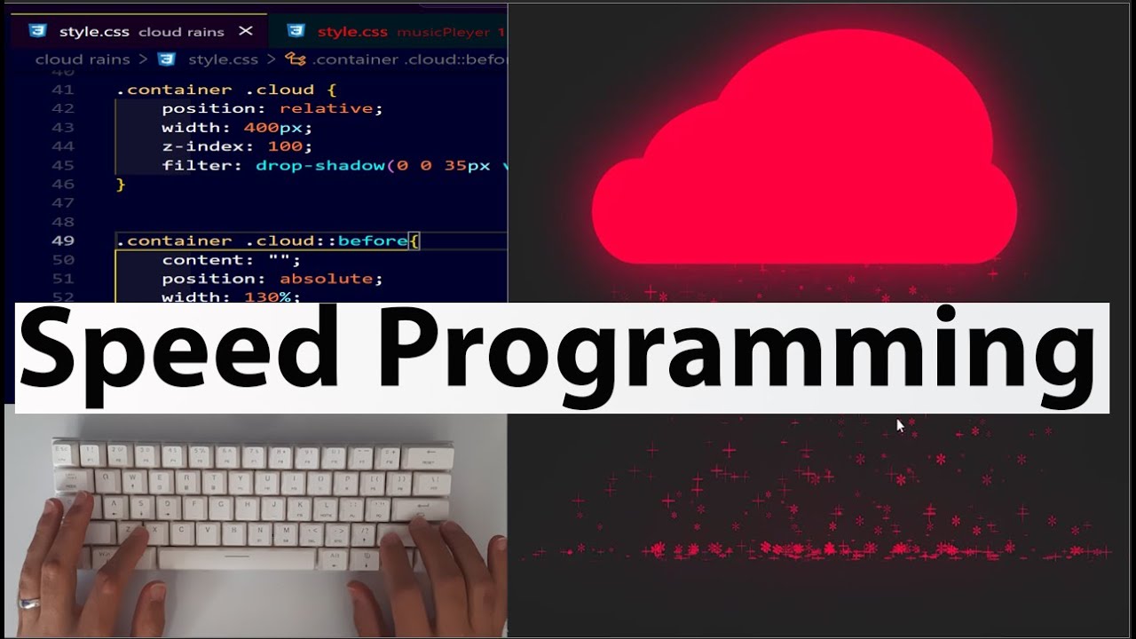 Animated Rainy Cloud Coding ( HTML CSS Only)  - Animation Effect - No Talking