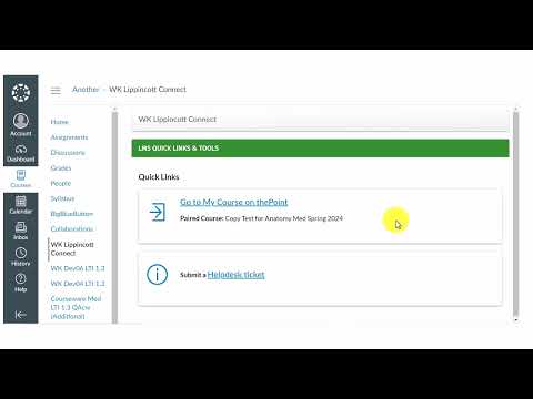 Lippincott Connect Canvas Integration - Student - Link your Canvas and WK thePoint accounts