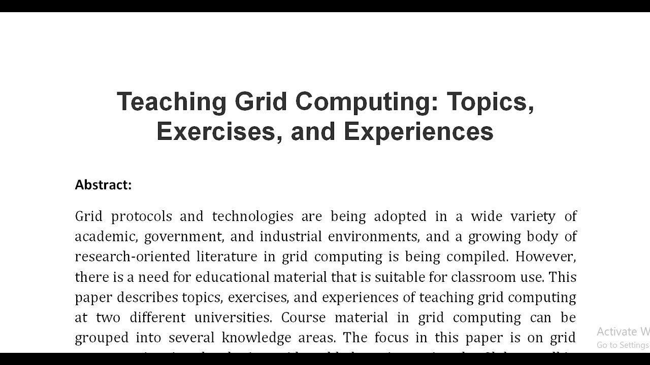 Teaching Grid Computing Topics, Exercises, and Experiences