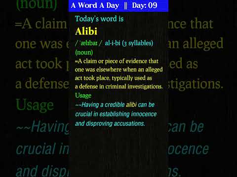 Alibi ~ Meaning, Etymology, Usage | English Speaking Made Easy #vocabularybuilding #vocabulary