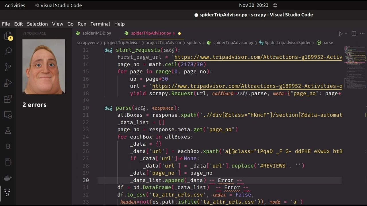 In your face - VS Code Extension