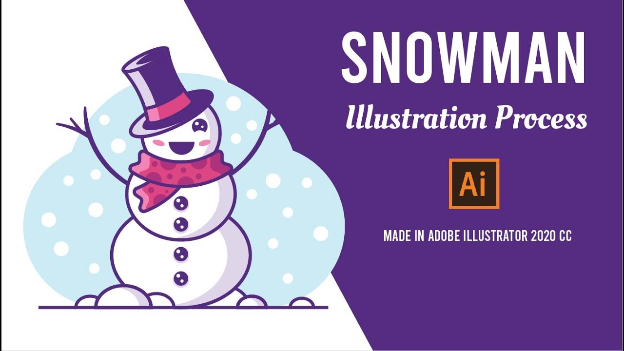 Snowman Illustration, Adobe Illustrator 2020 CC vector character design