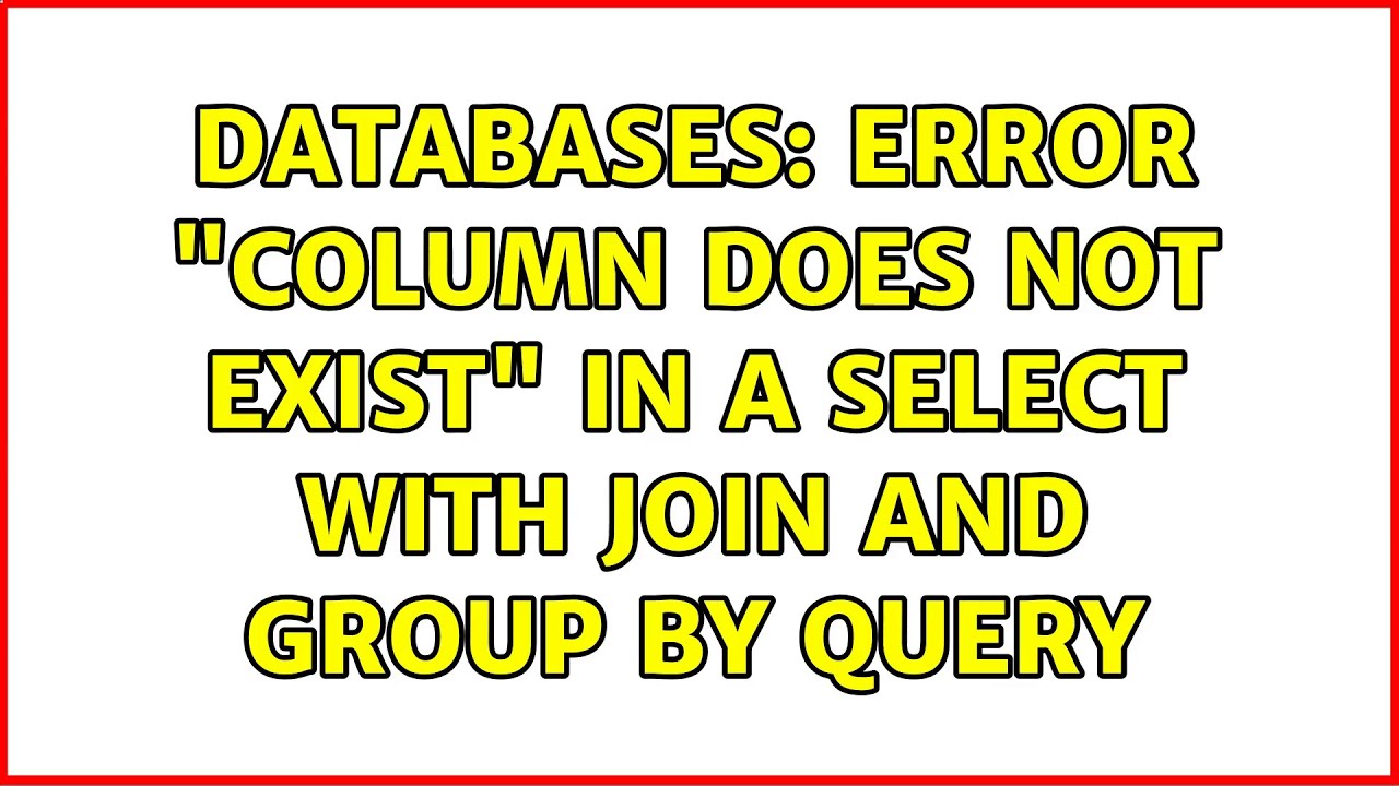 Databases: Error 