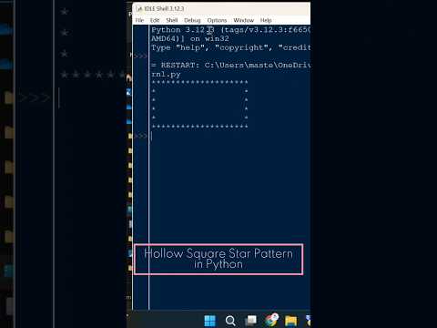 1/25 Pattern In Python ( Hollow square star pattern ) #codebuddy #python #pattern #friends