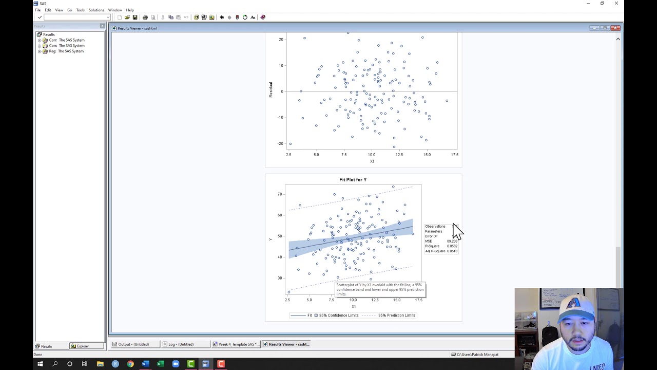 Correlations and Simple/Multiple Linear Regression in SAS