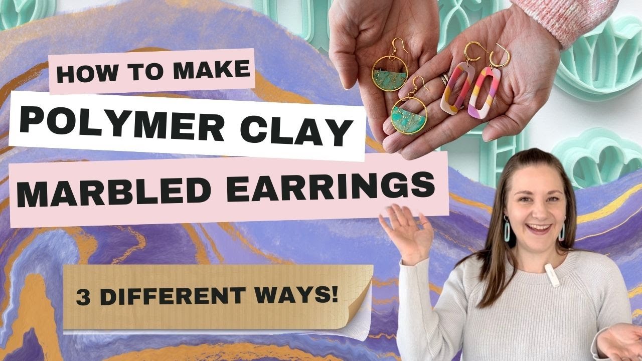 Polymer Clay Marbled Earrings Tutorial - 3 different techniques!