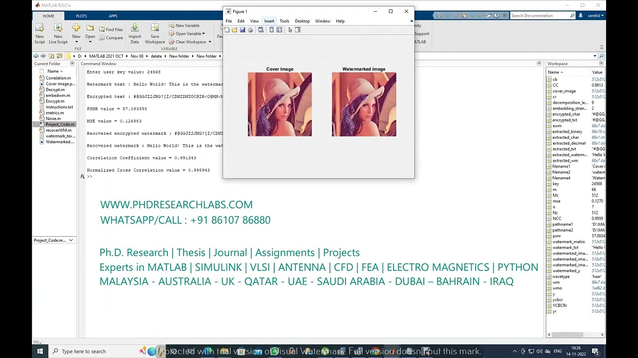 Digital watermarking using matlab