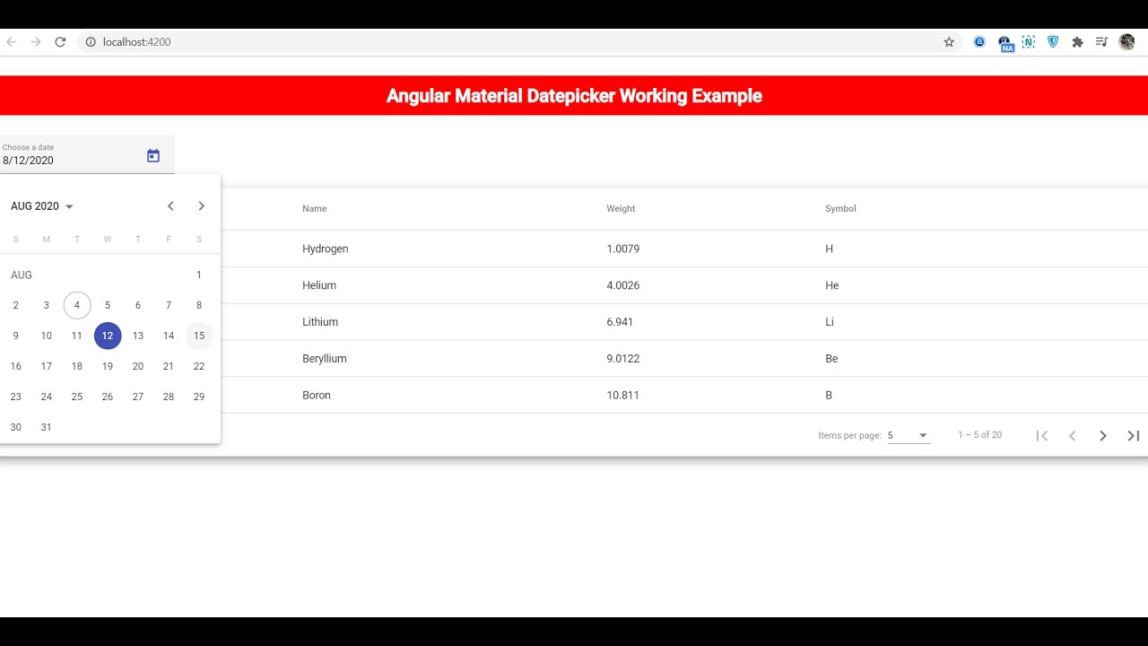 Angular Material Datepicker Working Live Example