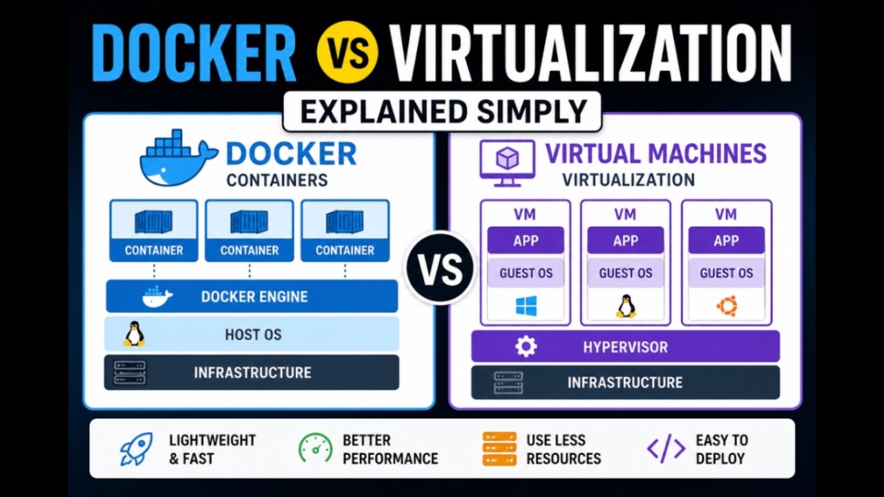 Docker vs Virtualization Explained (Containers Made Simple)