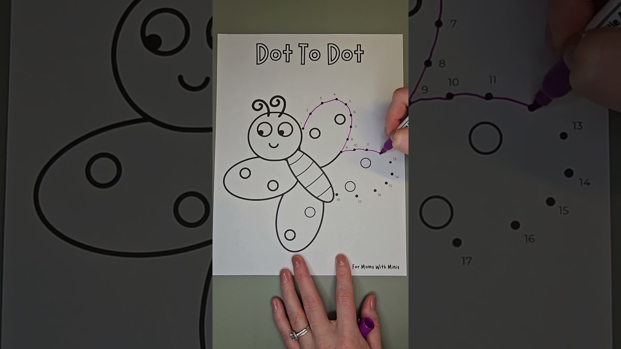 Cute butterfly dot to dot worksheet 🦋! Access all my worksheets at formomswithminis.com