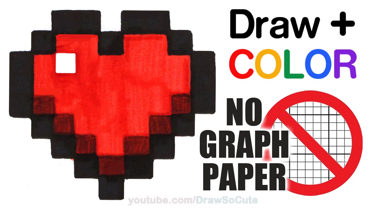 How to Draw + Color a Minecraft Heart Easy -NO Graph Paper step by step