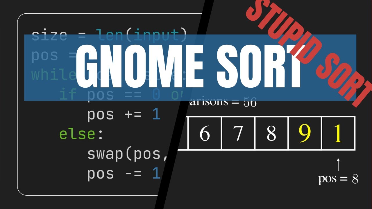 Gnome Sort Algorithm, Child of Insertion and Bubble sort in 3 minutes!