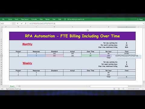RPA Automation -FTE Billing Including Over Time -#BPO Services -Calculate FTE RPA Automation Project