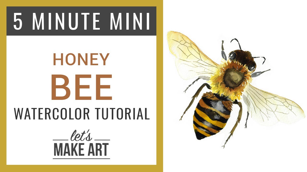 5 Minute Mini Watercolor Tutorial - How to Paint a Honey Bee