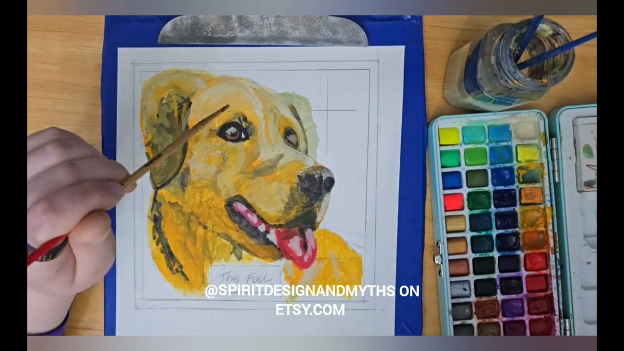 The Fool Tarot Card – Golden Retriever Watercolor Painting Time Lapse | Tarot Art