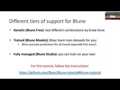 Tutorial: Use of Btune for finding best codecs/filters for Blosc2 - Francesc Alted, Blosc project