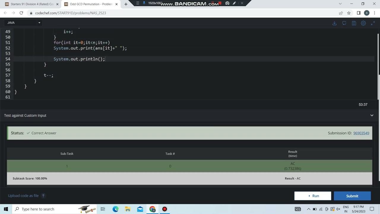 Odd GCD Permutation | Codechef | Starters 91 | Rated | Solution Code.