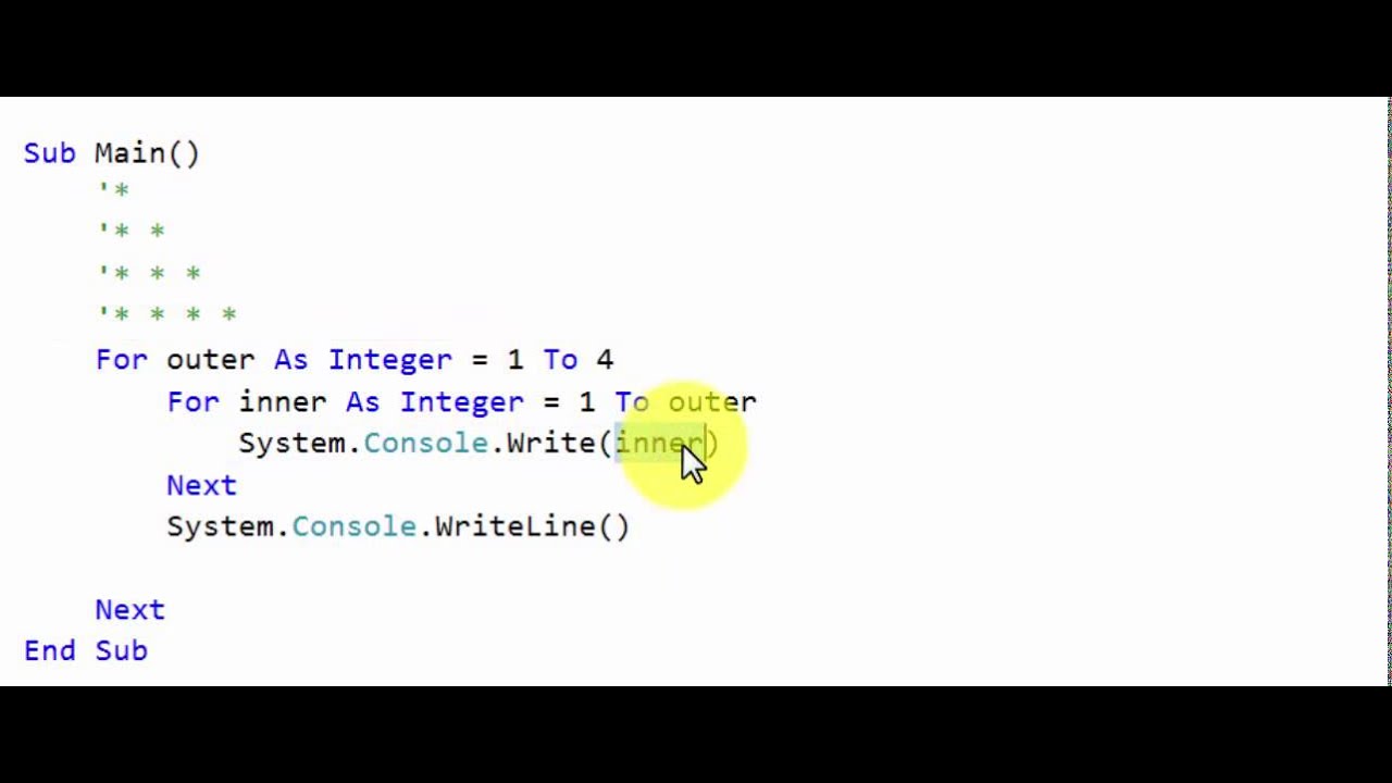 Visual Basic - Nested Loop - Assignment Problem 1