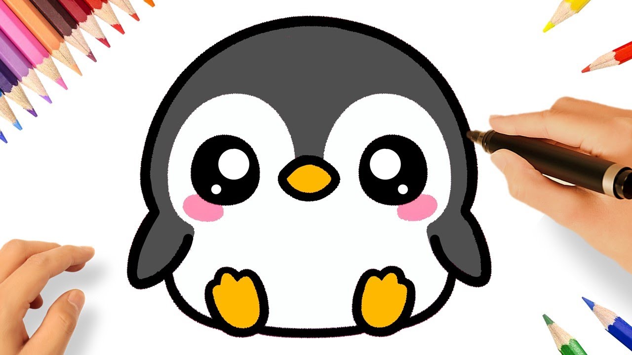 COMMENT DESSINER UN PINGOUIN MIGNON KAWAII FACILEMENT 🐧💗