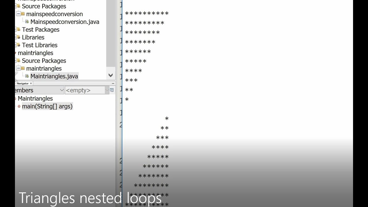 JAVA - Lesson #57 - Triangles nested loops