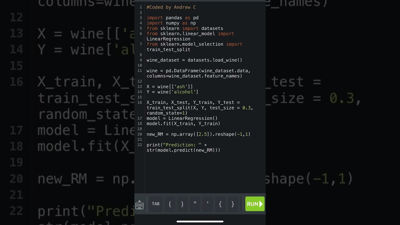 Python Bytes - Linear Regression Prediction #python #datascience #coding Code in Description