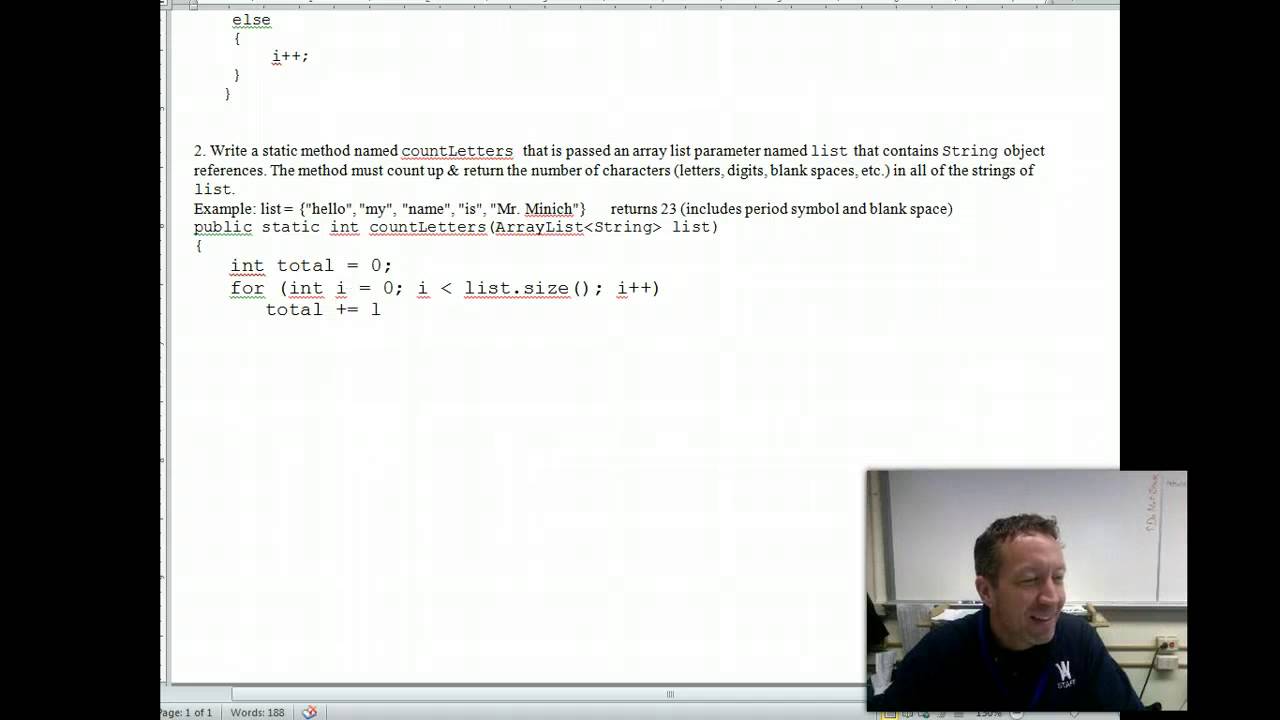 Java - ArrayList Worksheet #2