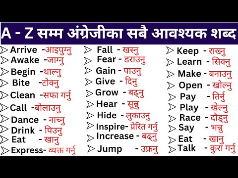 घरमा दैनिक बोलिने A to Z Verb words with nepali meaning/Word meaning /English speaking practice
