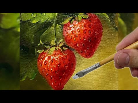 PAINTING STRAWBERRIES WITH LIGHT AND SHADOW / REALISTIC PAINTING STEP BY STEP / PAINTING WITH DEPTH