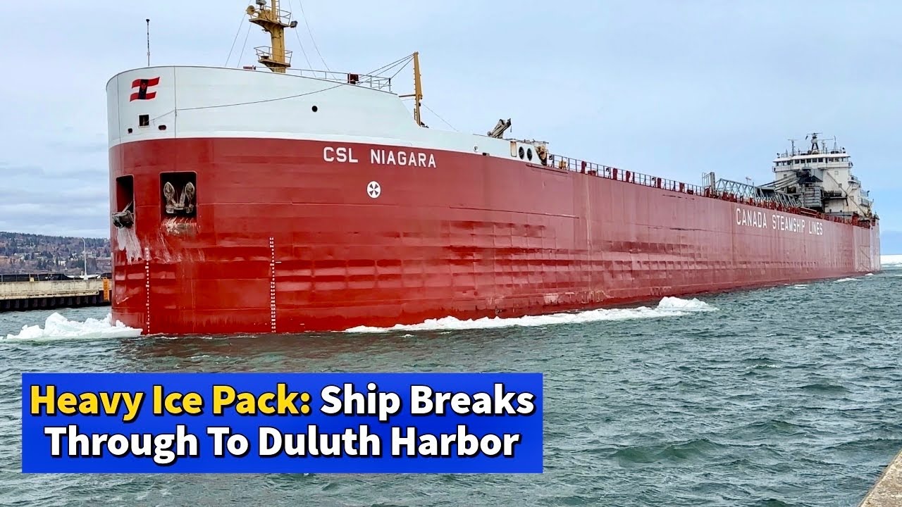 ⚓️ Heavy Ice Pack: Ship Breaks Through To Duluth Harbor