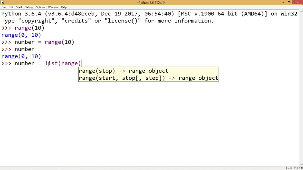 PYTHON TUTORIAL 18 - THE  RANGE FUNCTION