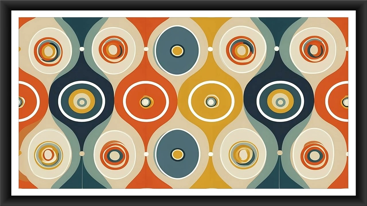 Vintage Geometric Art 4K: Retro Circles & Ovals - Long Play TV Background (No Sound)