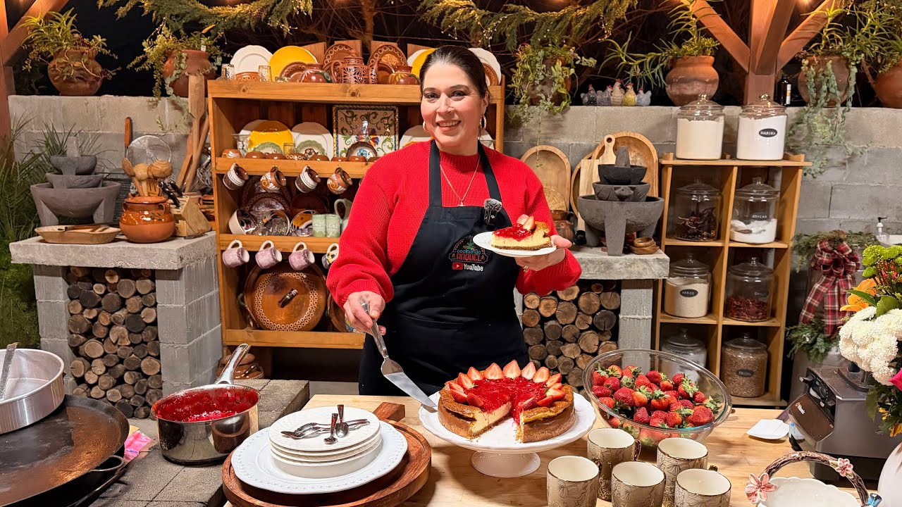 PAY DE QUESO CON MERMELADA DE FRESA!