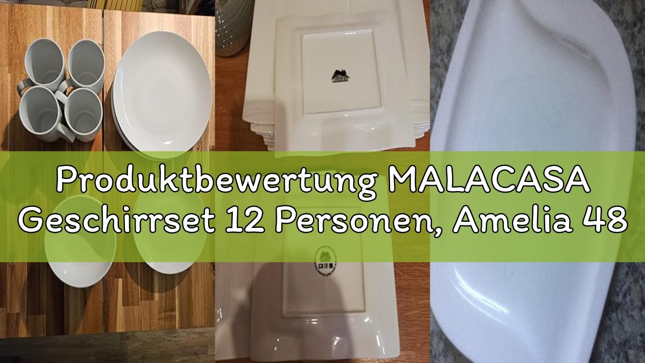 Produktbewertung MALACASA Geschirrset 12 Personen, Amelia 48-tlg Modernes Porzellan Geschirr Set, Ta