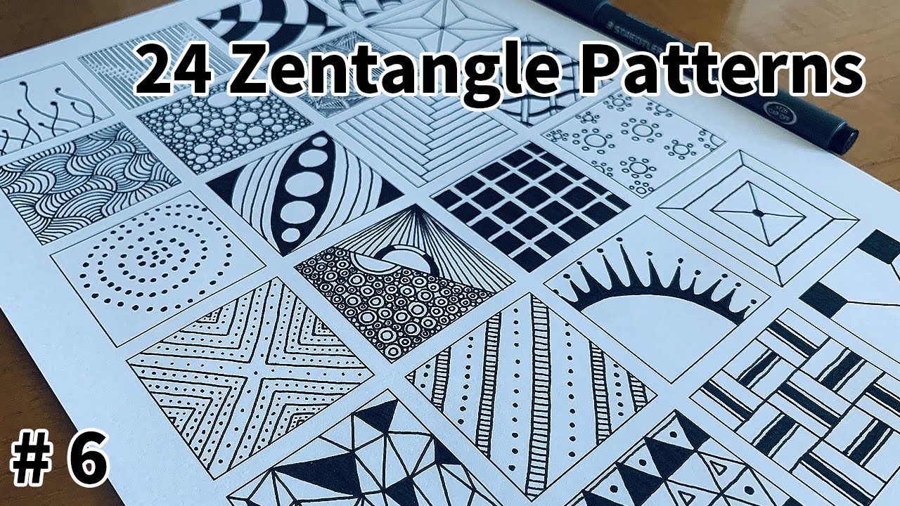24 Zentangle Patterns | Tutorial  Step by Step #6  |  24 Doodle Patterns